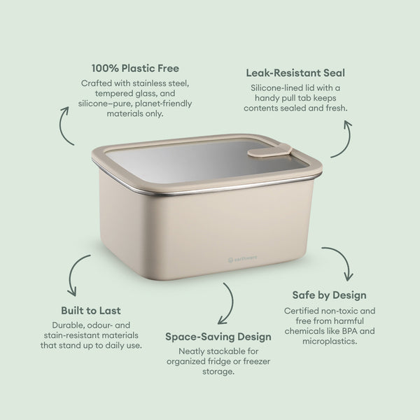 Stainless Steel Rectangle Food Storage Container 1500ml – Airtight ...